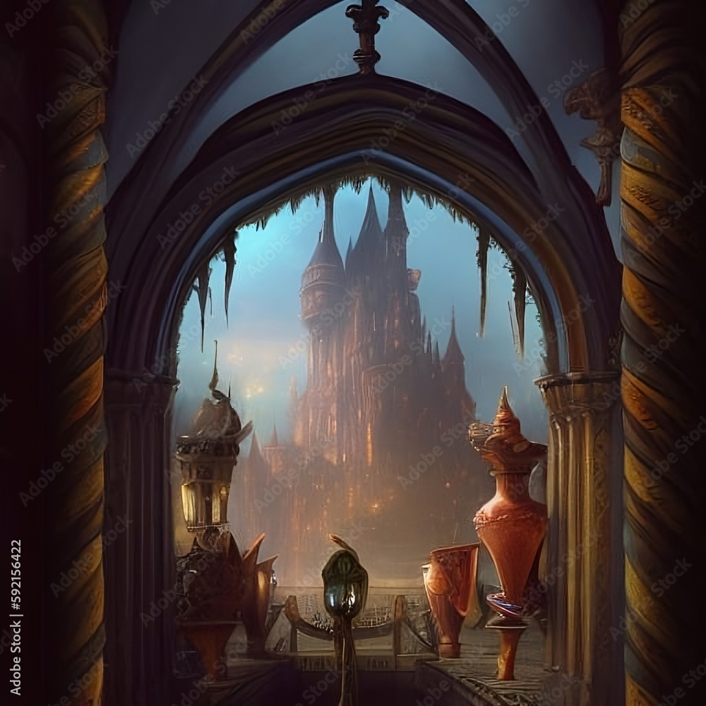 castle, tower detailed matte painting, deep color, fantastical ...