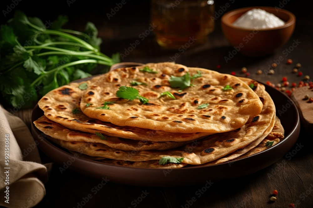 Paratha, Indian authentic bread recipe, Generative AI Stock ...
