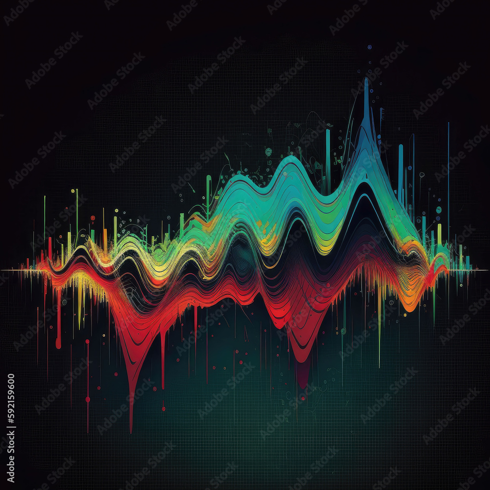 vector line artwork an audio waveform, vivid colors AI generation ...