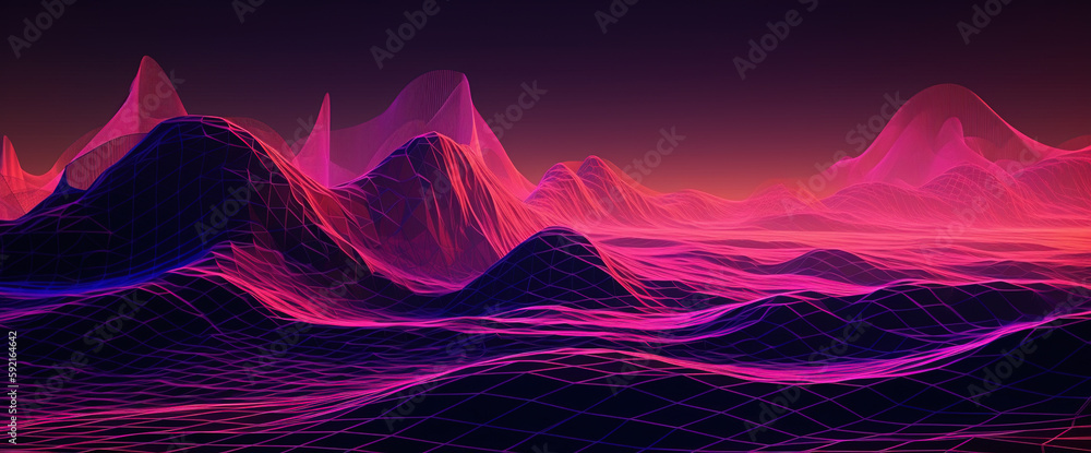 Virtual world, 3d rendering, abstract virtual reality violet background ...