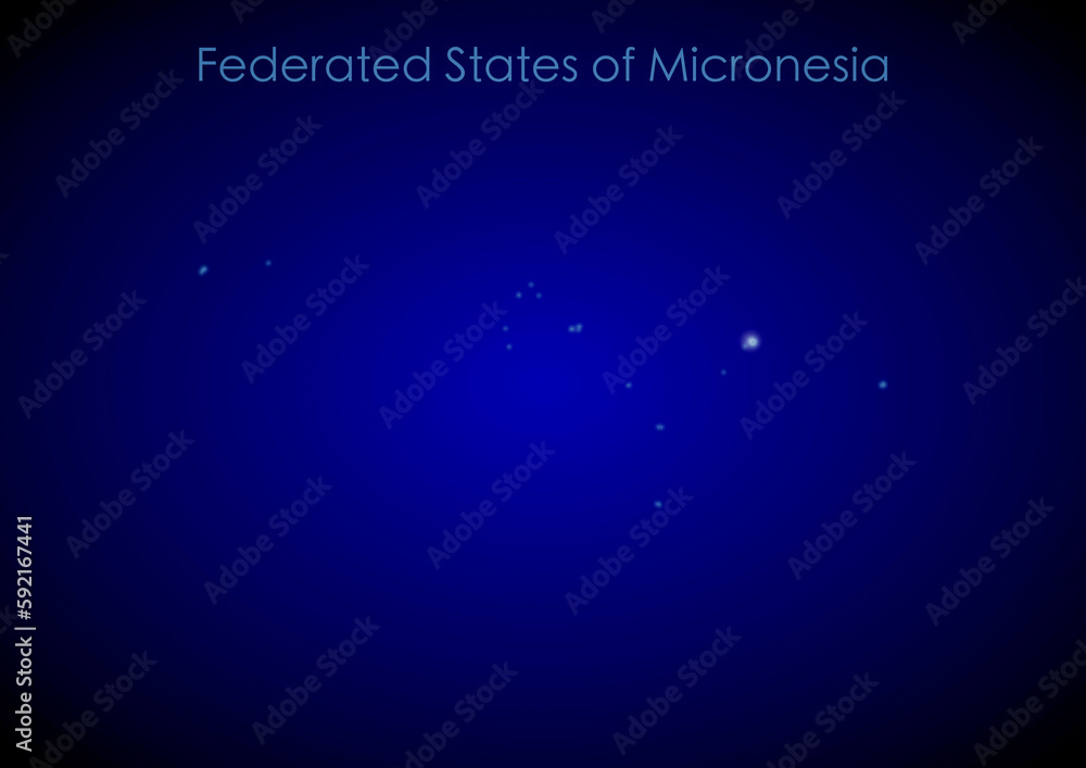 Federated States of Micronesia concept map with glowing cities and ...