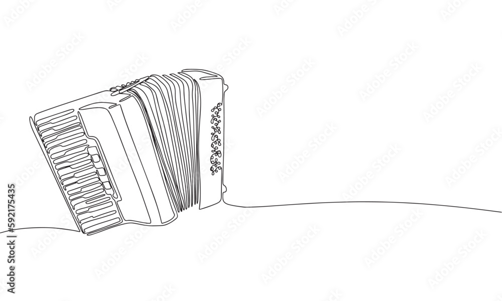 Accordion one line continuous vector illustration. Musical instrument ...