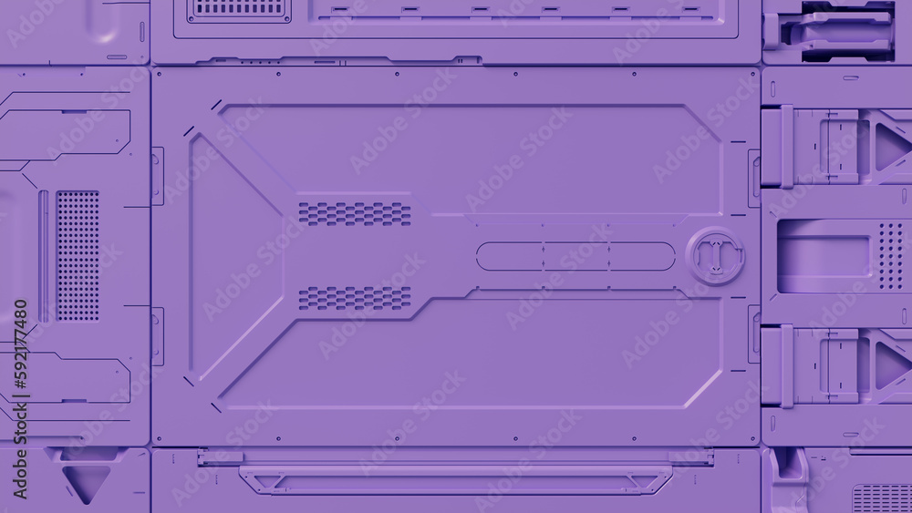 Futuristic 3D Render. Hi-Tech Wallpaper with Purple, Sci-Fi Hardware ...