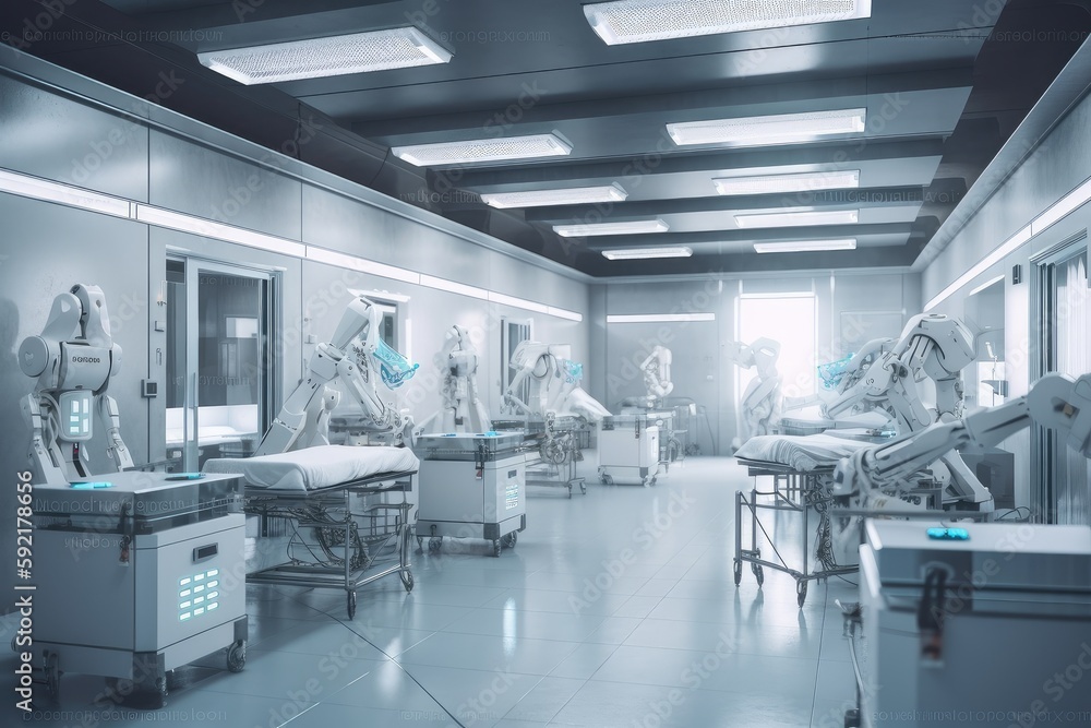 cleanroom with robots performing complex surgical procedures ...