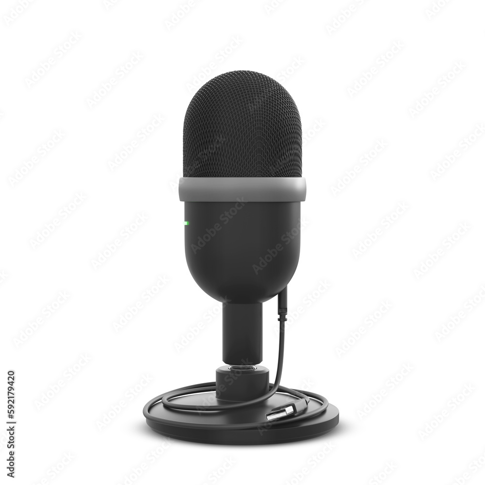 Black Microphone usb on the white background isolate. Concept usb style ...