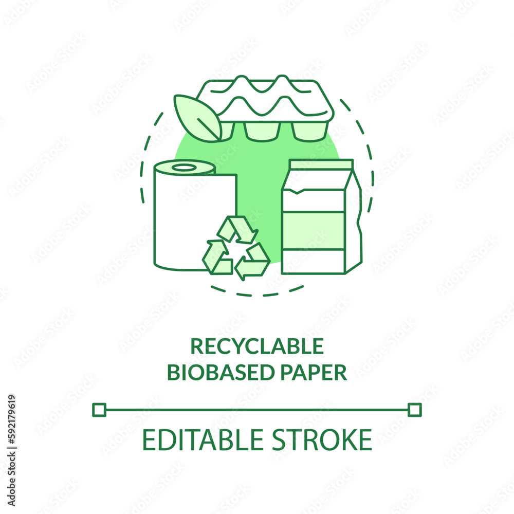 Recyclable paper green concept icon. Alternative raw materials ...