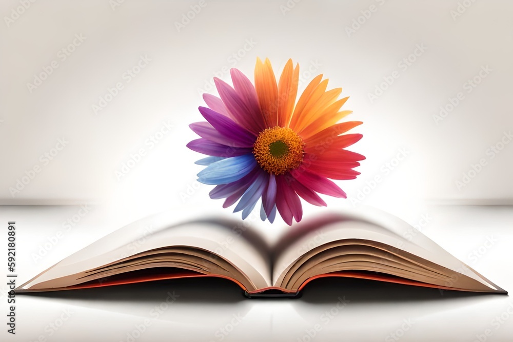 open book with flower open book with colorful pencils book with trees ...