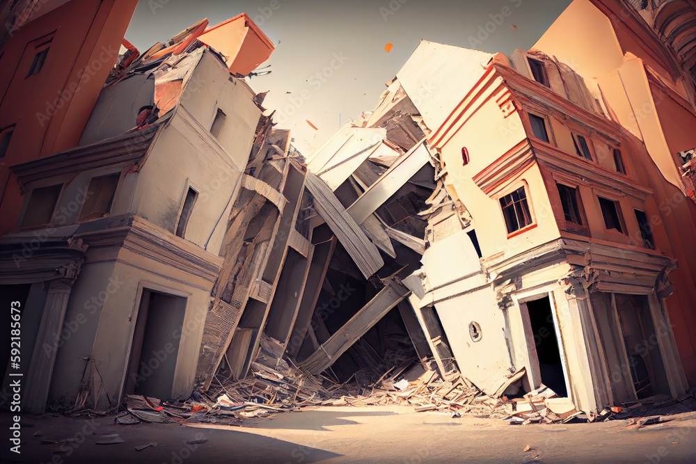 erased architectural buildings in devastated city after aftermath ...