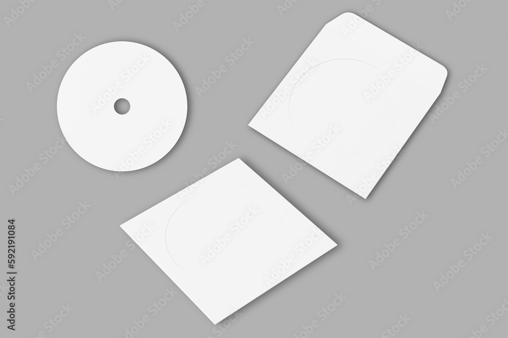 Blank white compact disk with cover mock up template isolated.3d ...