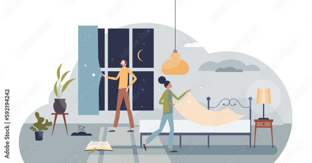 Sleep hygiene as routine action for better sleep quality tiny person ...