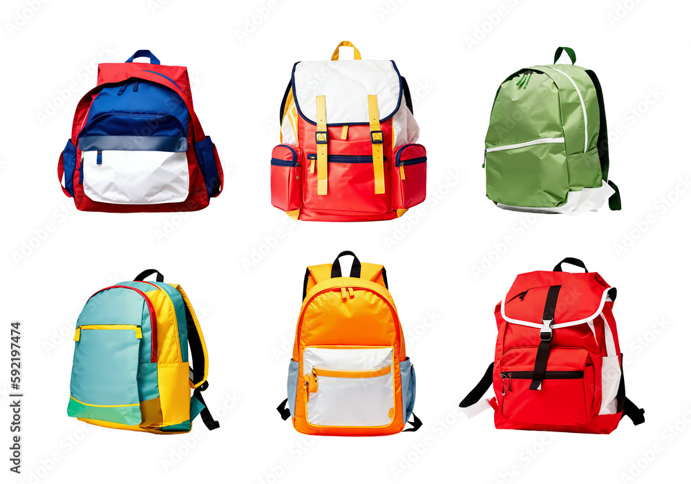 School bags set. Back to school. Generative ai. Transparent png Stock ...