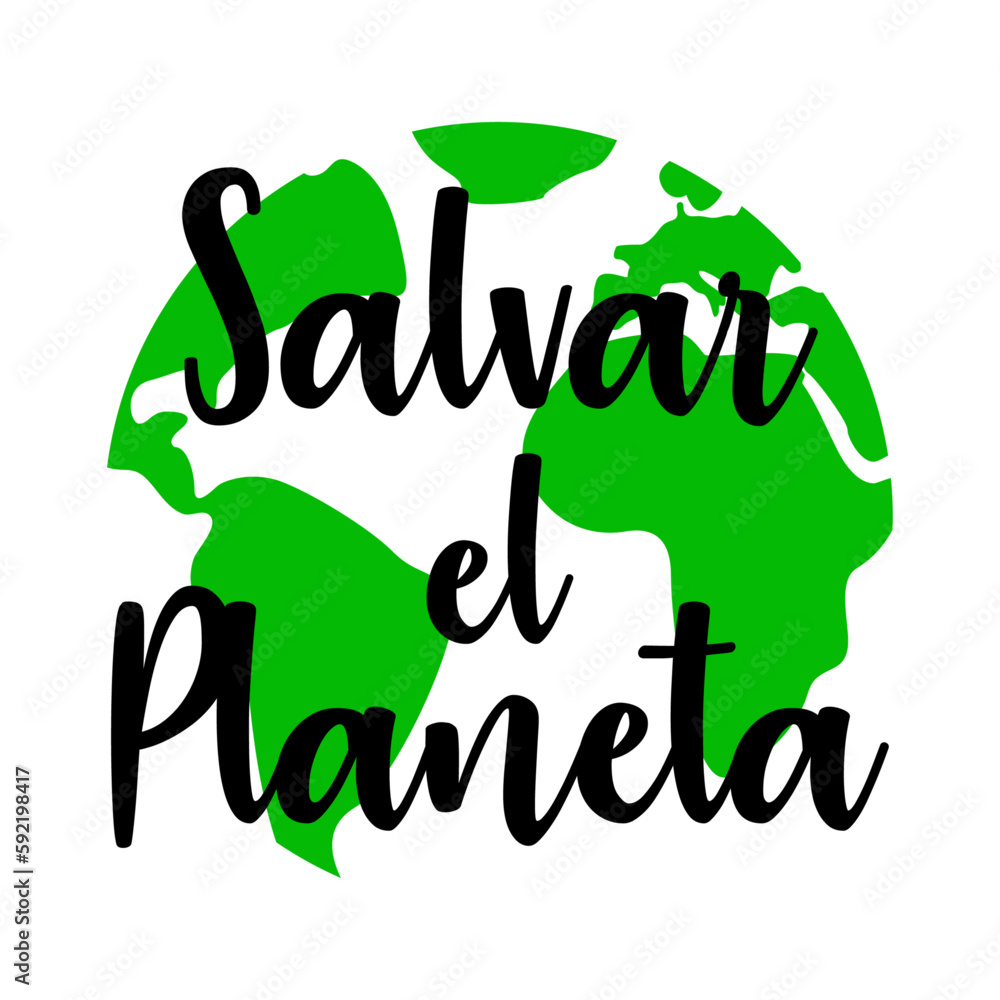 Logo con letras palabra Salvar el Planeta en texto manuscrito en ...