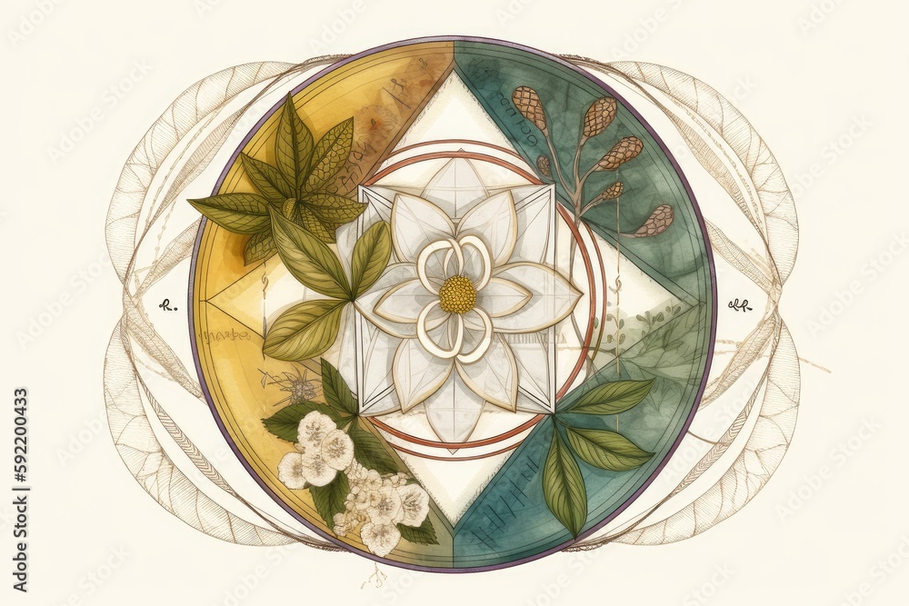 sacred geometry mandala with symbolic elements of the four elements to ...