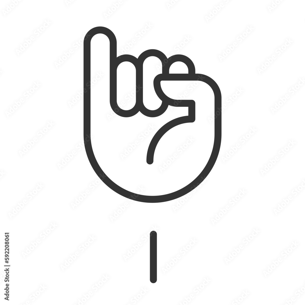 Letter I in American sign language pixel perfect linear icon. System of ...