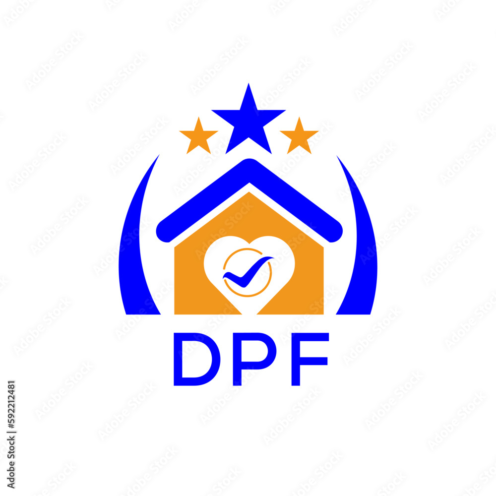 DPF House logo. KJG Letter logo and icon. Blue vector image on white ...