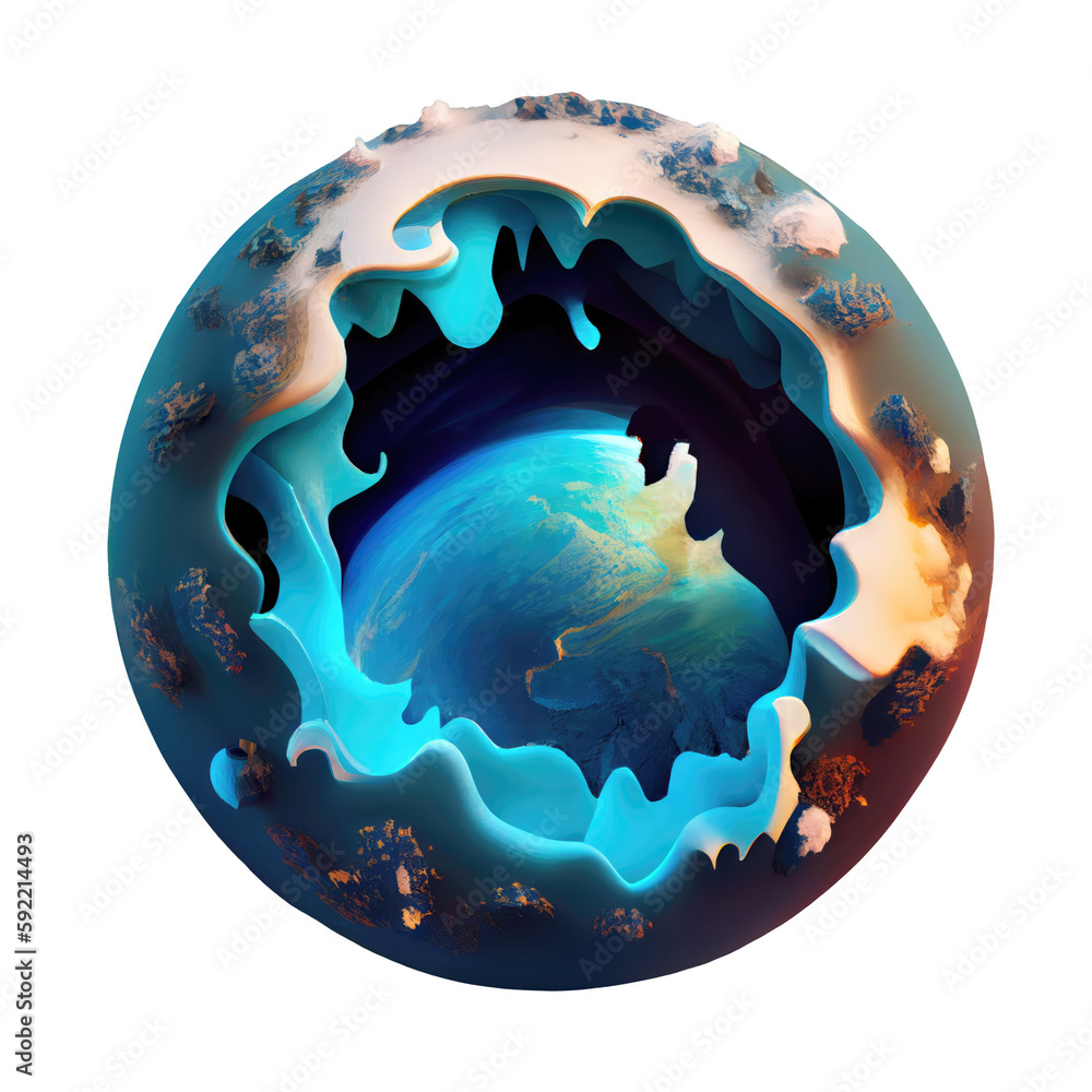 Ozone holes on the planet, the global problem of the Earth, 3D icon ...