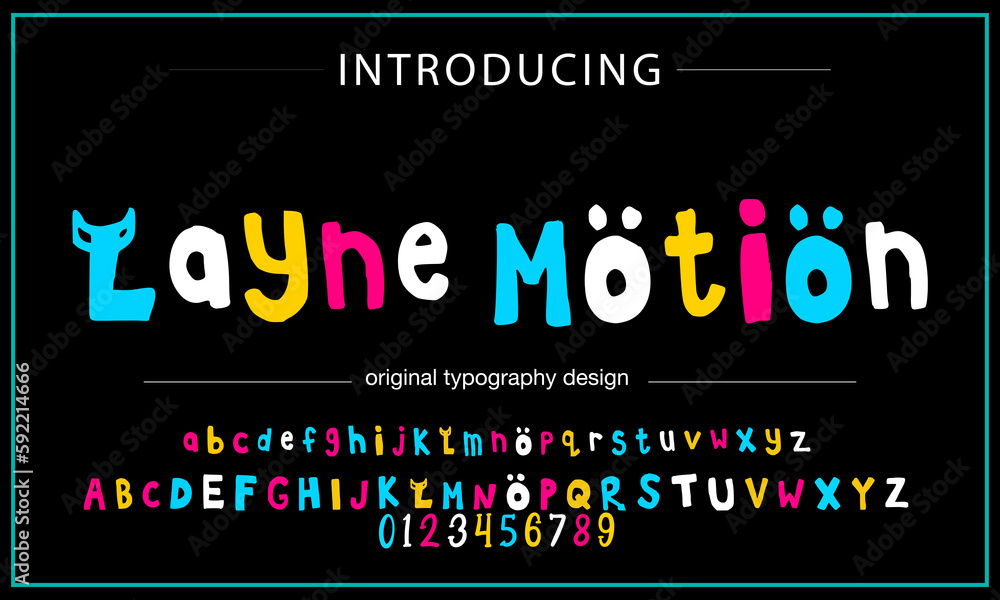 Colorful alphabet with airy thick letters. Font with numbers inflated ...