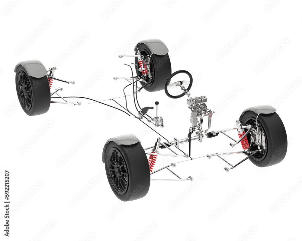 Car suspension kit isolated on transparent background. 3d rendering ...