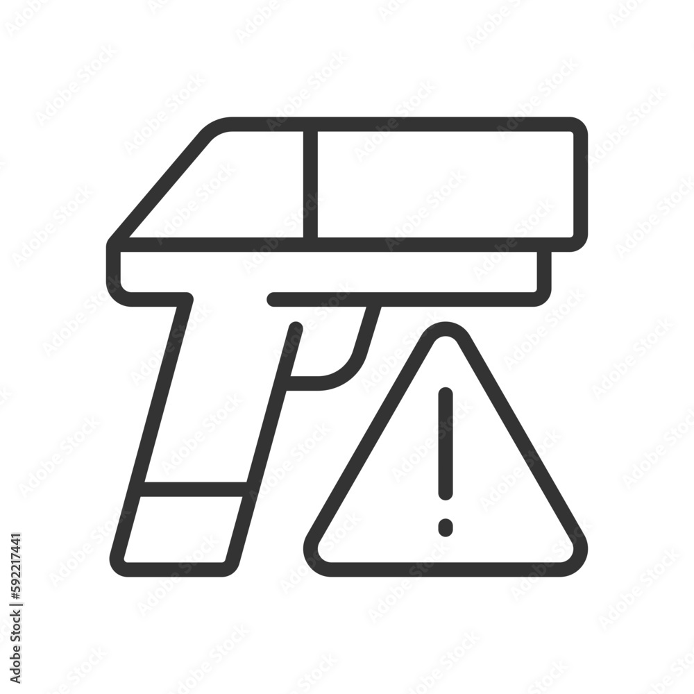 Small arms smuggling linear icon. Weapon trafficking. Contraband. Thin ...