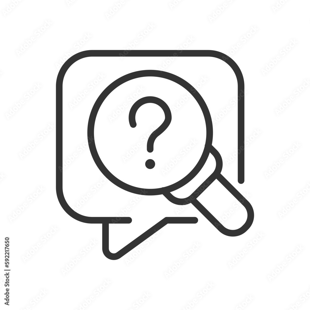 Research question linear icon. Looking for information. Question mark ...