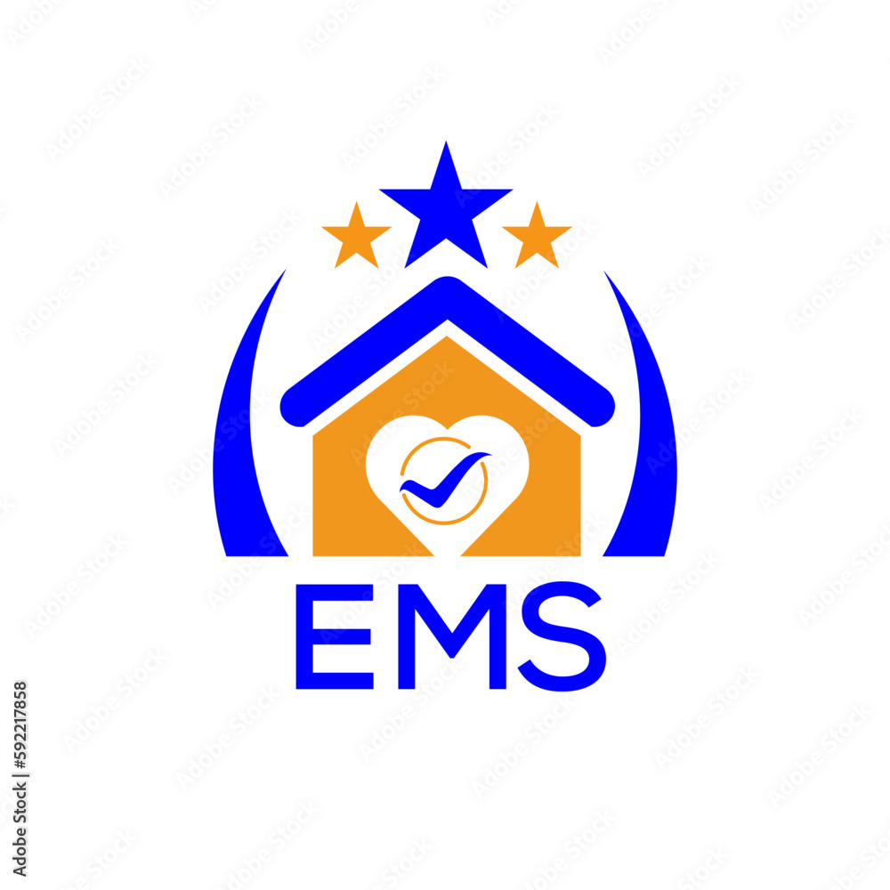 EMS House logo Letter logo and icon. Blue vector image on white background. KJG house Monogram ...