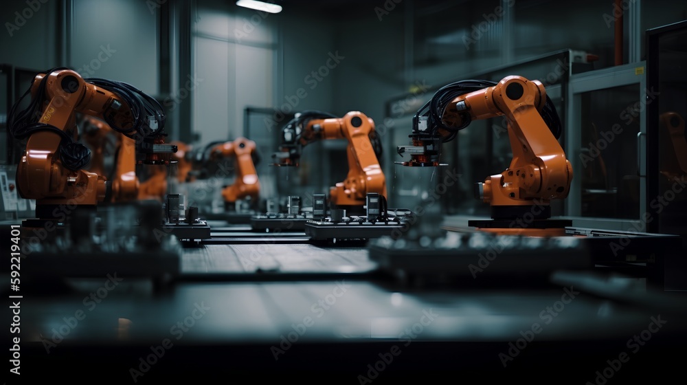 ภาพประกอบสต็อก Advanced autonomous robots working seamlessly in a smart ...