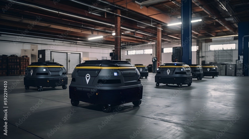 Advanced autonomous robots working seamlessly in a smart factory ...