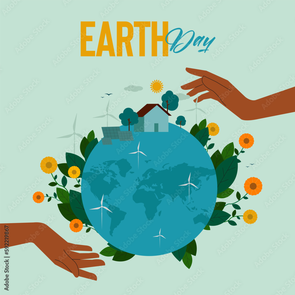 Earth Day. Eco friendly ecology concept. Flat Vector illustration ...