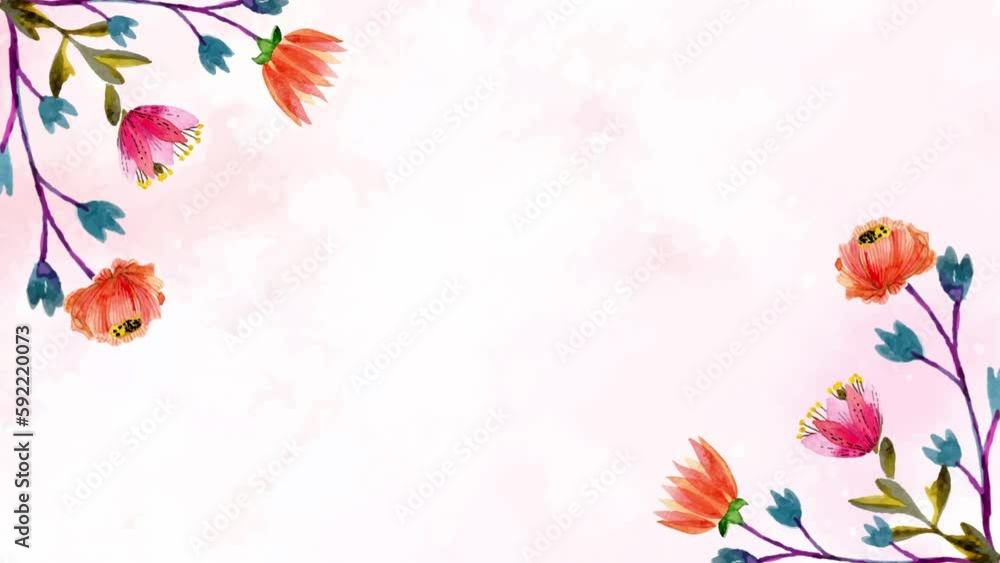 Beautiful floral frame animation on a pastel screen. illustration ...