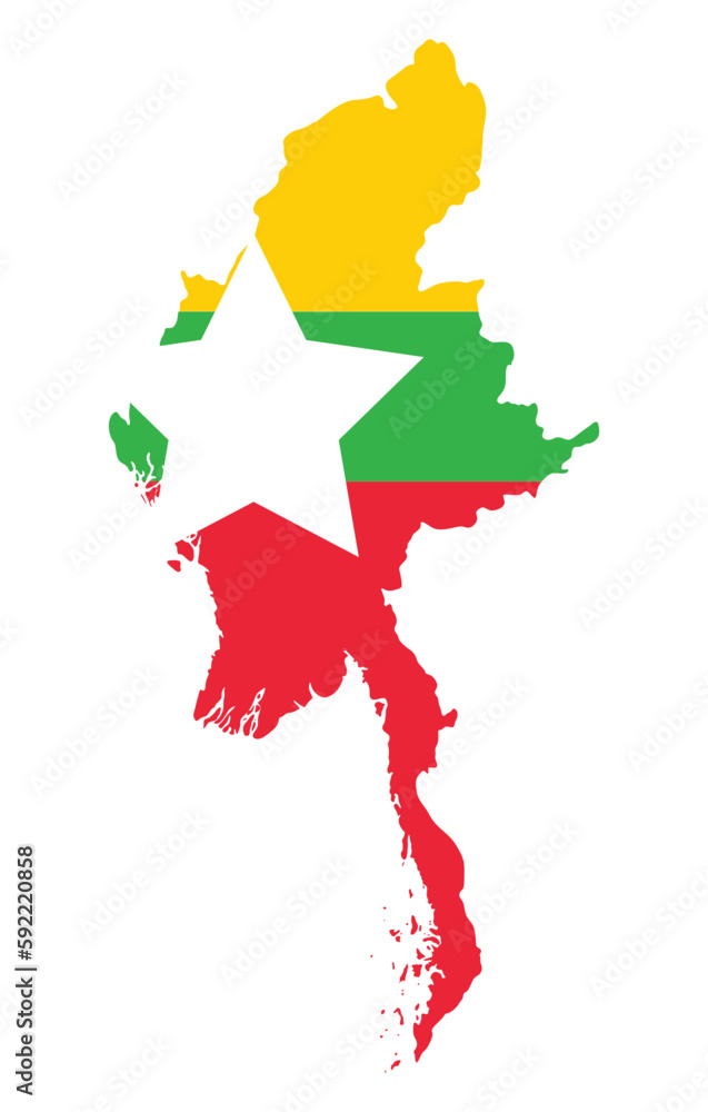 Poster Myanmar map flag inside on transparent background – Tableau | Europosters