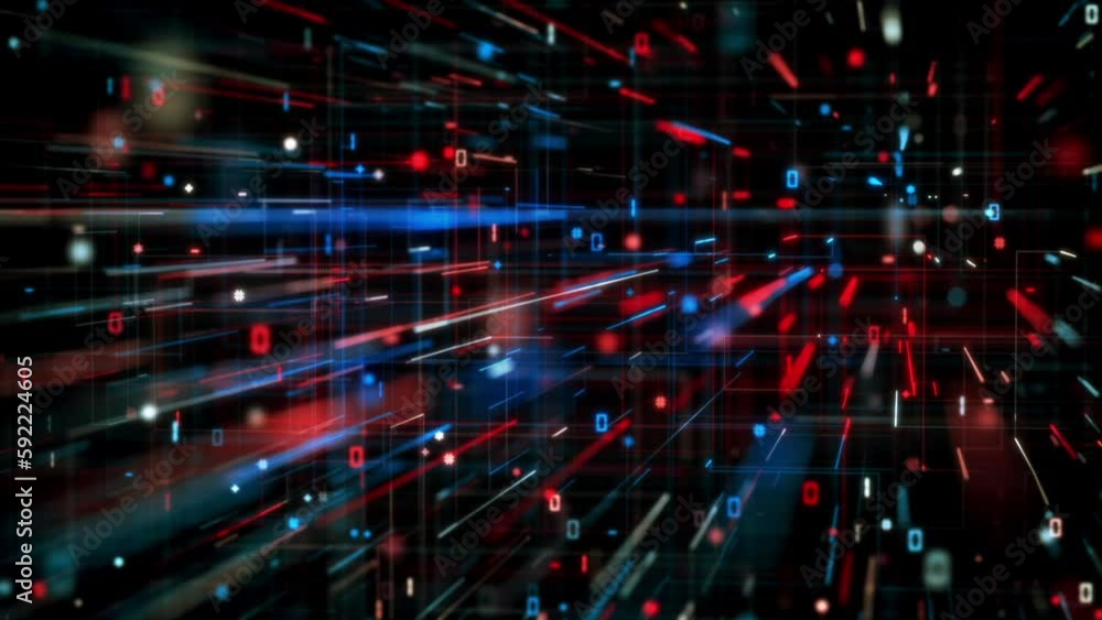 This is a stock graphic that shows a digital grid of dots and binary ...