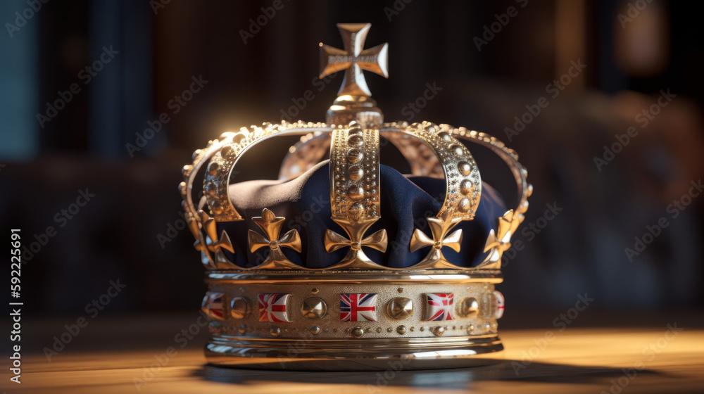 Crown on table, king's coronation ceremony concept created with ...