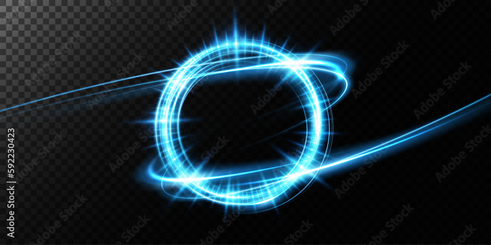 Magic fantasy portal. Round light frame, futuristic teleport. light ...