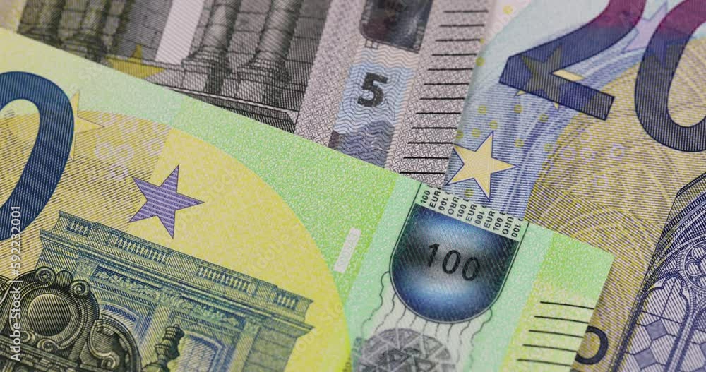 Close-up of the one hundred euro banknote of the European Union ...