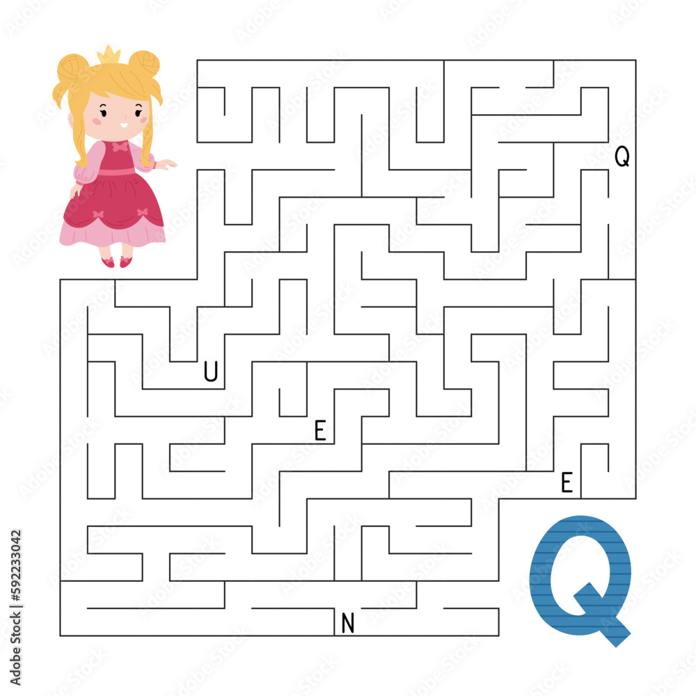 ABC maze game. Educational puzzle for children. Labyrinth with letters ...