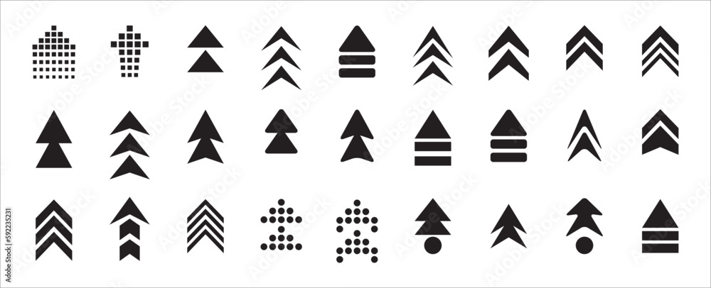 Swipe up arrow icons set. Upward arrows sign collection. Set of arrows ...