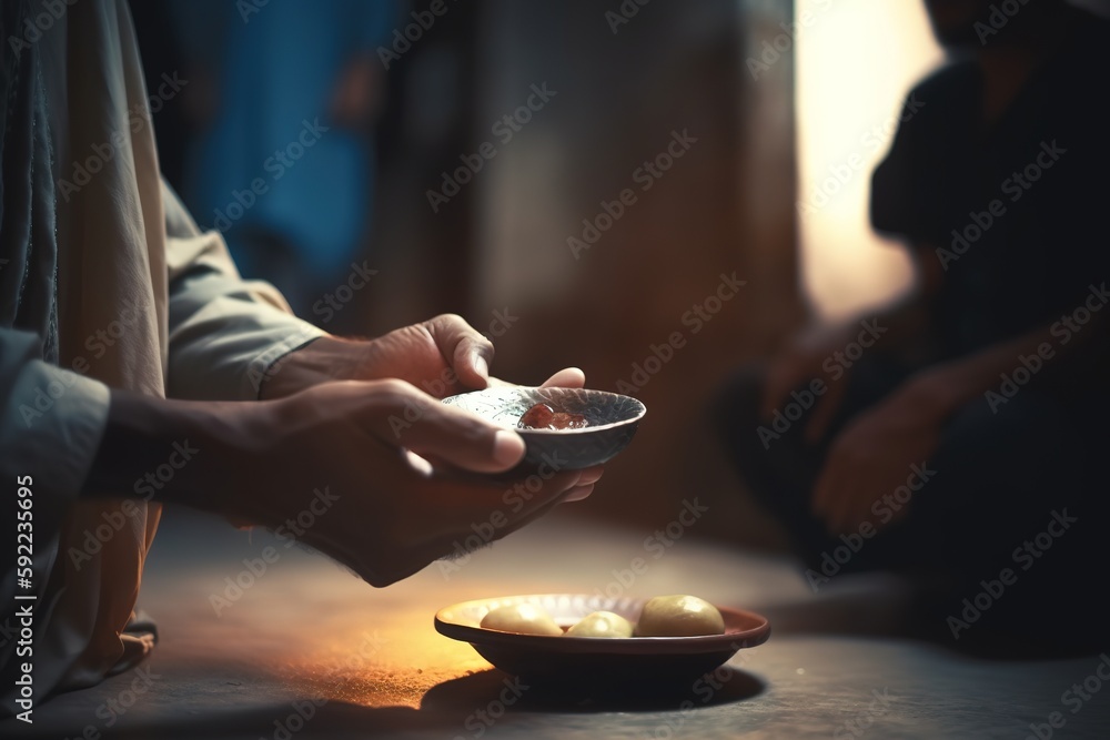 A man giving zakat charity during Ramadan. Man s generosity and giving ...