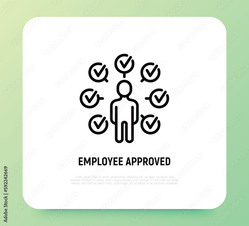 Employee is approved for job. Successful interview. Man with check ...