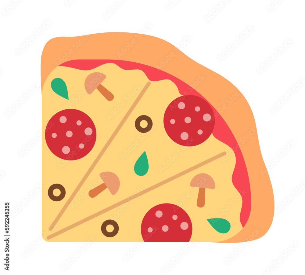 Grafika wektorowa Stock: Quarter of pizza semi flat colour vector ...