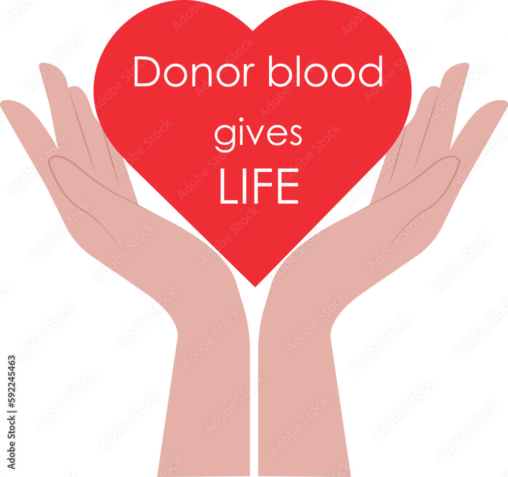 Blood donation campaign poster design.Heart in hands with inscription ...