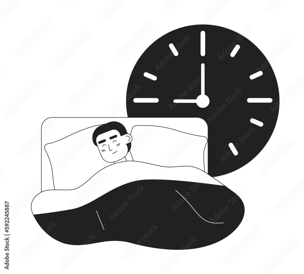 Get enough sleep monochrome concept vector spot illustration. Editable ...
