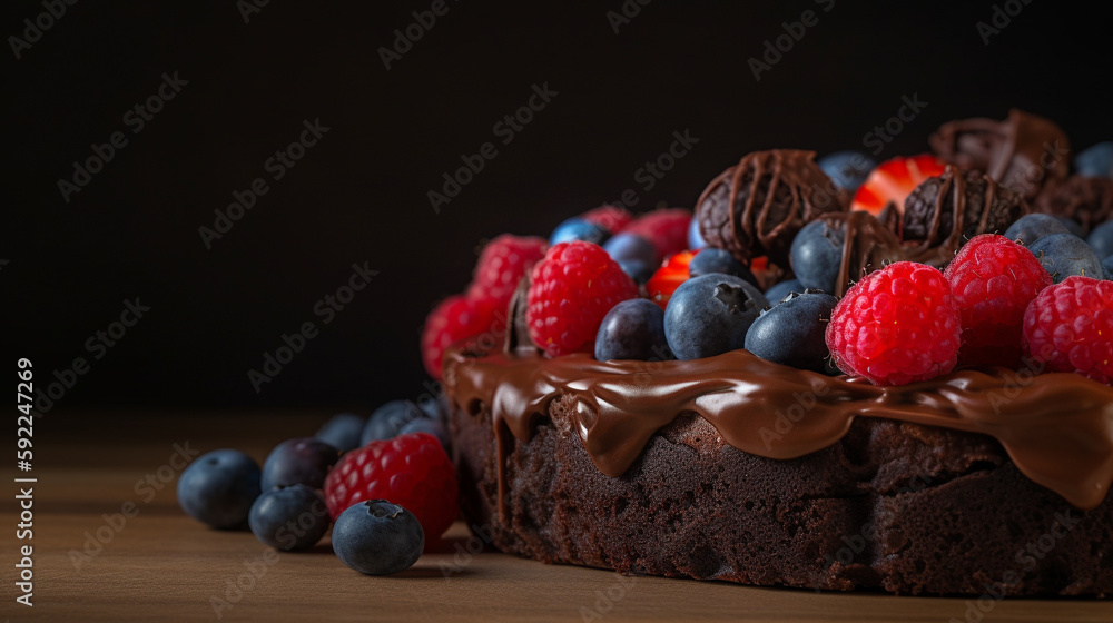 Chocolate cake with fresh berries - a classic and indulgent dessert ...