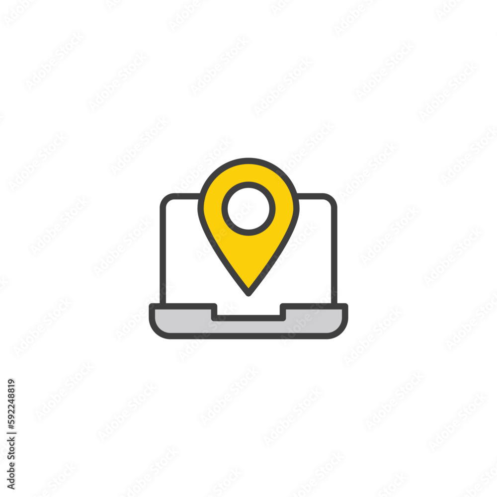 Laptop Location icon design with white background stock illustration ...
