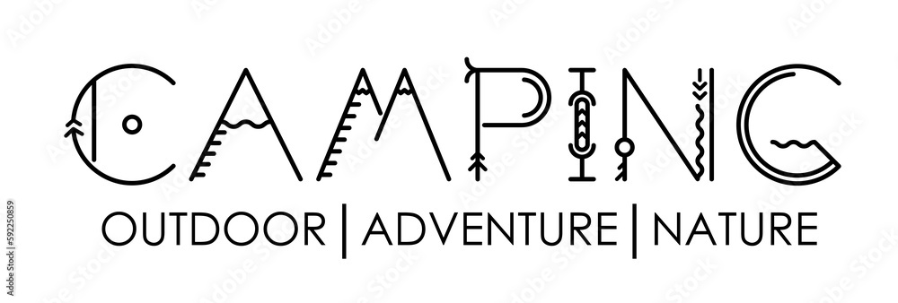 Camping logo. Traveling template poster, t-shirt vector illustration ...
