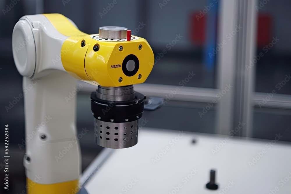 robot with emergency stop button for maximum safety during operation ...