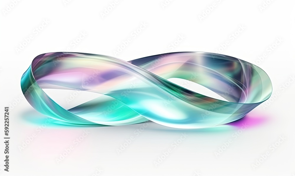 Transparent glass ribbon reflects the vibrant colors of the rainbow ...