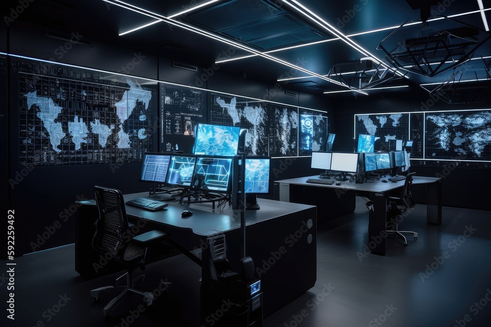high-tech room filled with futuristic computer equipment and state-of ...