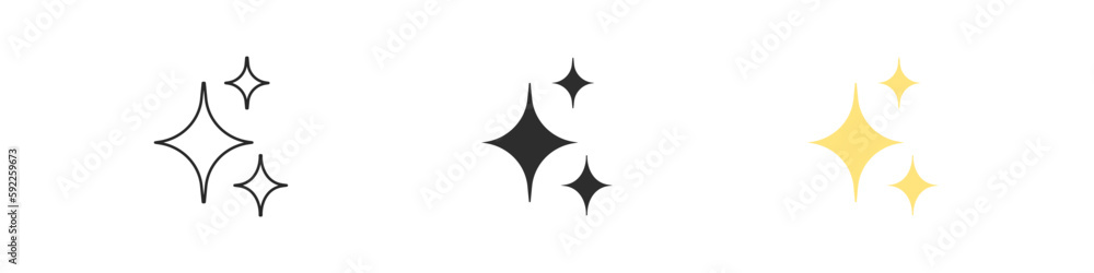 Sparkle star vectors icon set silhouette isolated. Gold stars twinkle ...
