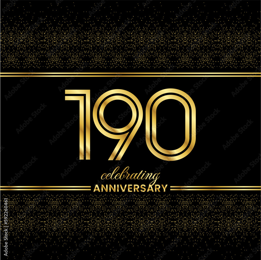 190 Golden Double Line Number. 190 Anniversary invitation cover with ...