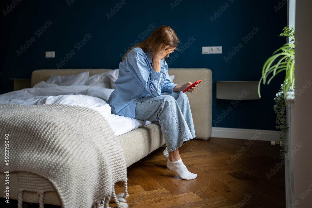 Sad Woman Reading Text